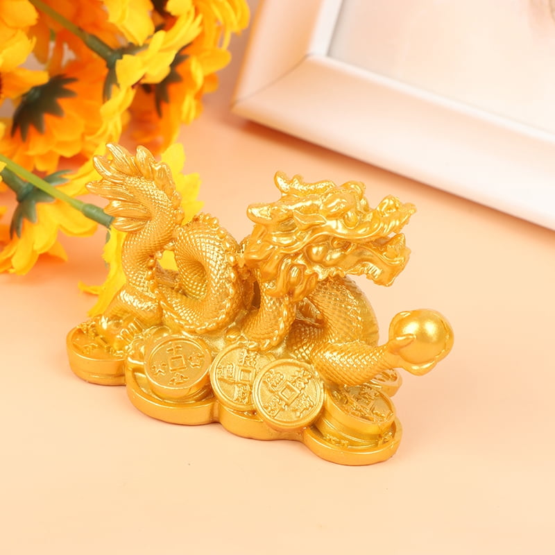 Chinese Auspicious Dragon Statuette Resin Sculpture Decoration Home ...