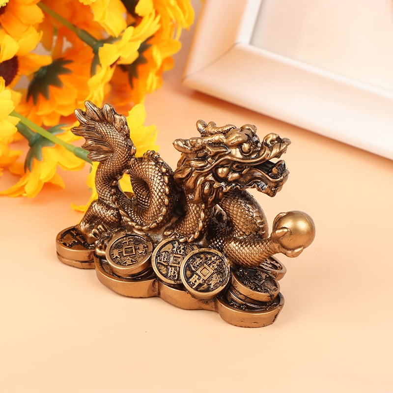 Chinese Auspicious Dragon Statuette Resin Sculpture Decoration Home ...