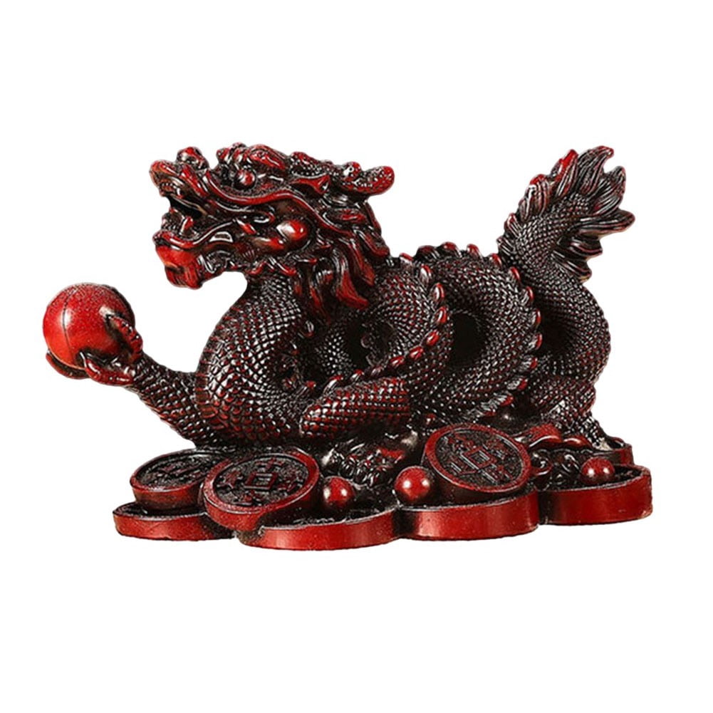Chinese Auspicious Money Dragon Statuette Resin Sculpture Feng Shui ...