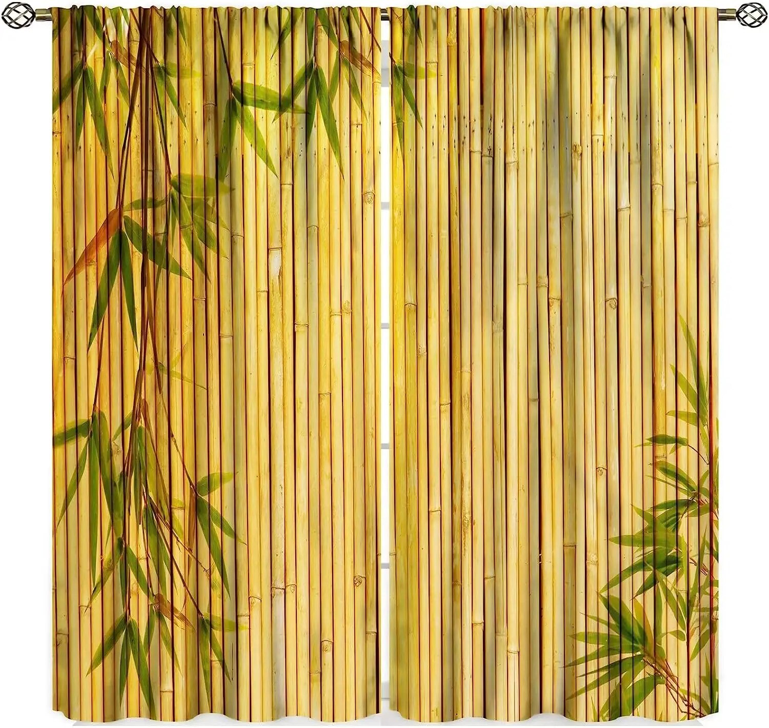 Chinese Bamboo Stems and Flower s 3D Print Window Curtains for Bedroom ...