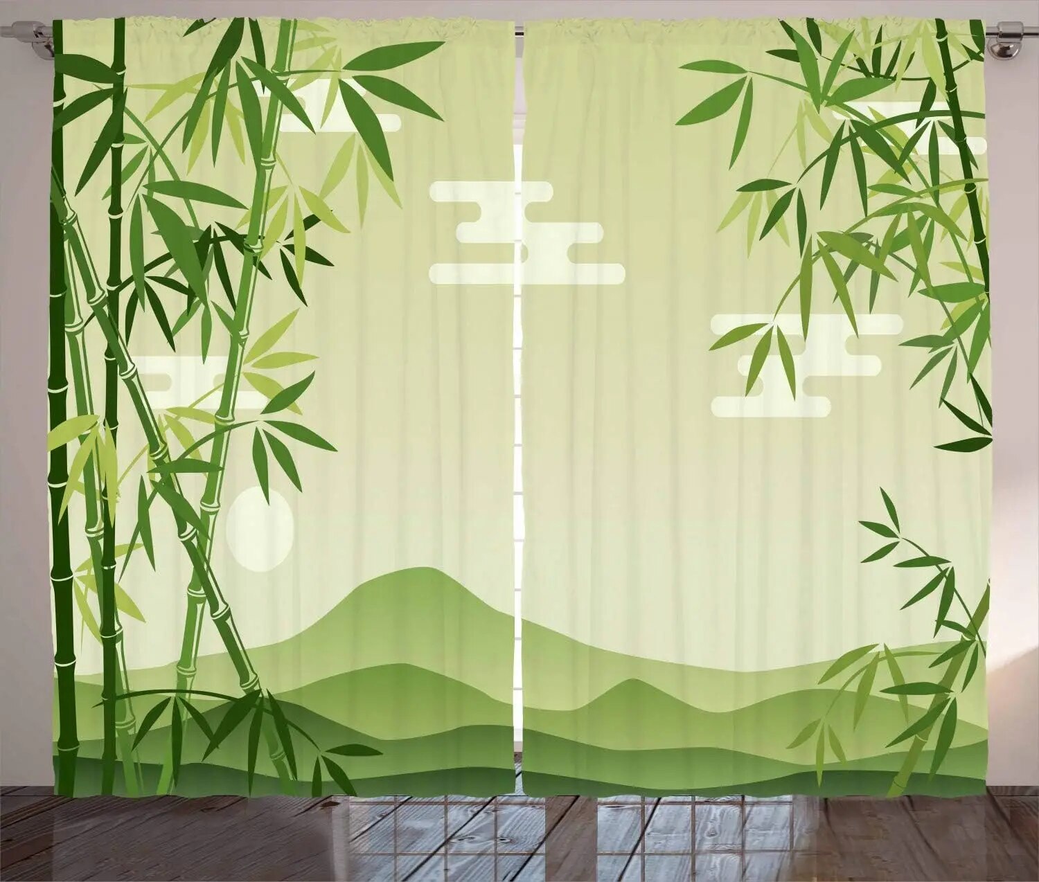 Chinese Bamboo Stems and Flower s 3D Print Window Curtains for Bedroom ...