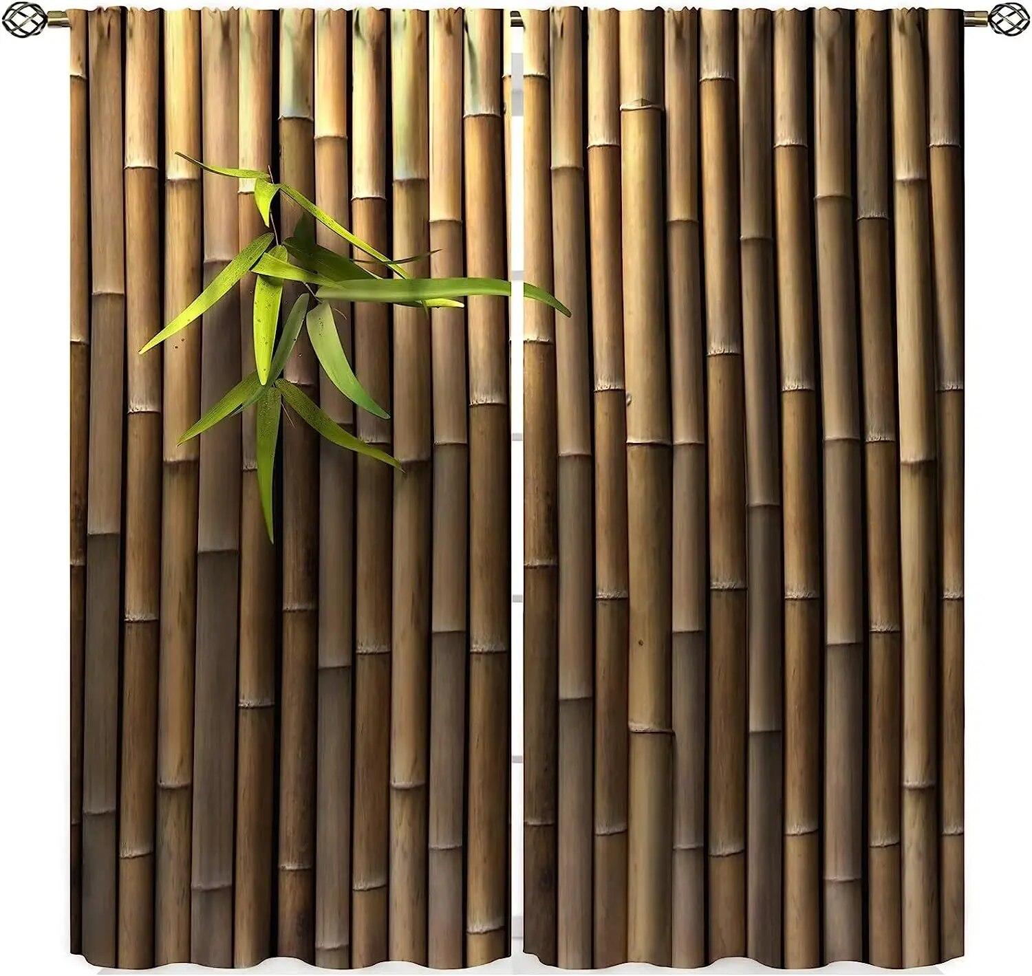 Chinese Bamboo Stems and Flower s 3D Print Window Curtains for Bedroom ...