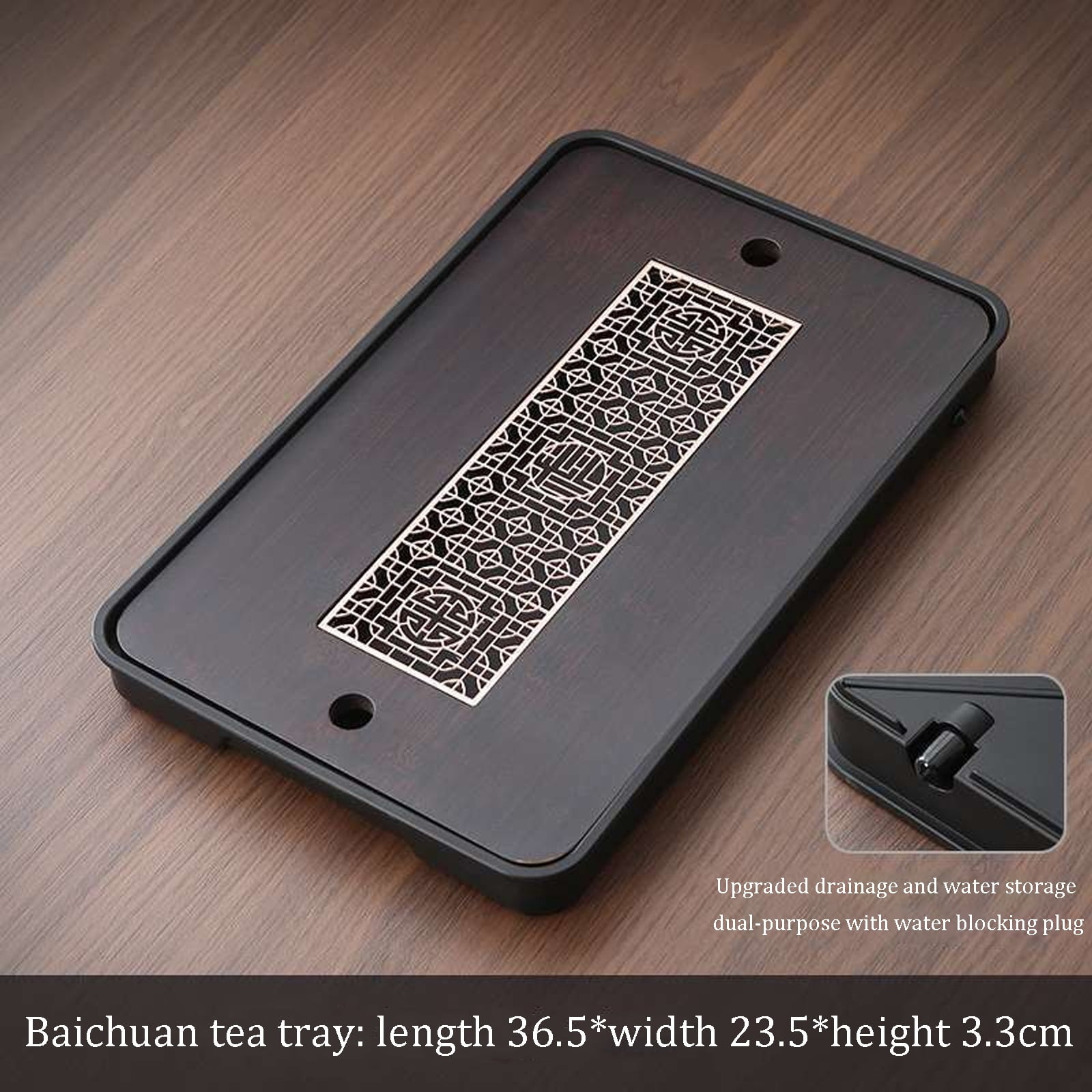 Chinese Bamboo Tea Tray, Tea Serving Tray with Removable Lid, Drainage ...