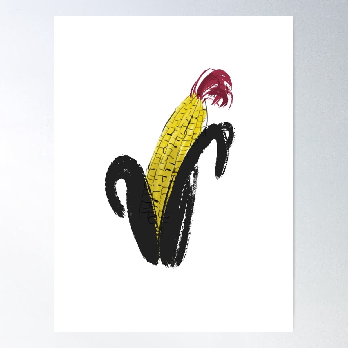 Chinese Beautiful Corn Ink Art Digital Watercolor Art Design Poster ...