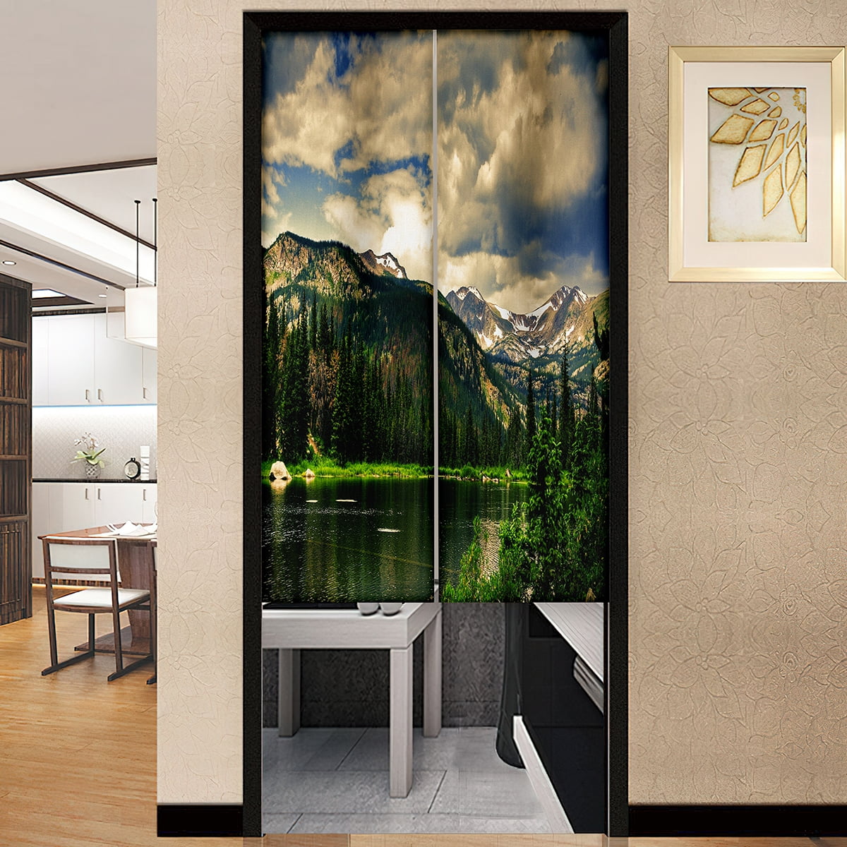 Chinese Beautiful Mountain River Sts Landscape Door Curtain Dining ...