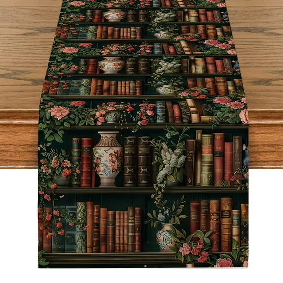 Chinese Bookshelf Books Vase Plants Flowers Table Runners Dresser Table ...