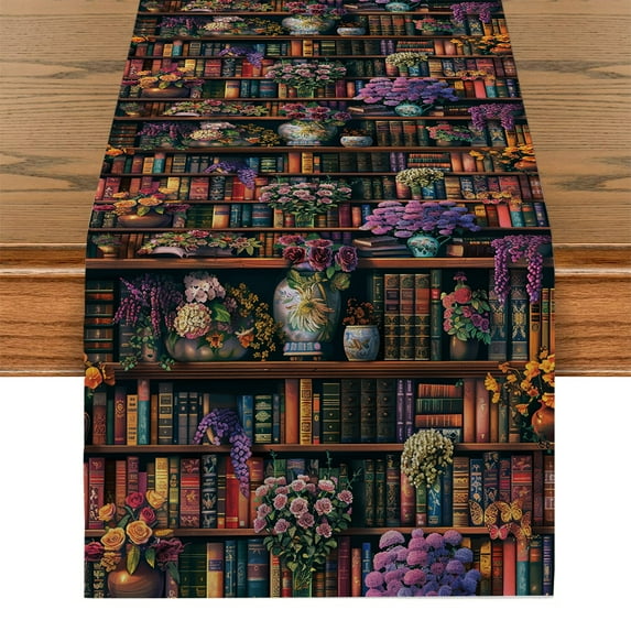 Chinese Bookshelf Books Vase Plants Flowers Table Runners Dresser Table ...