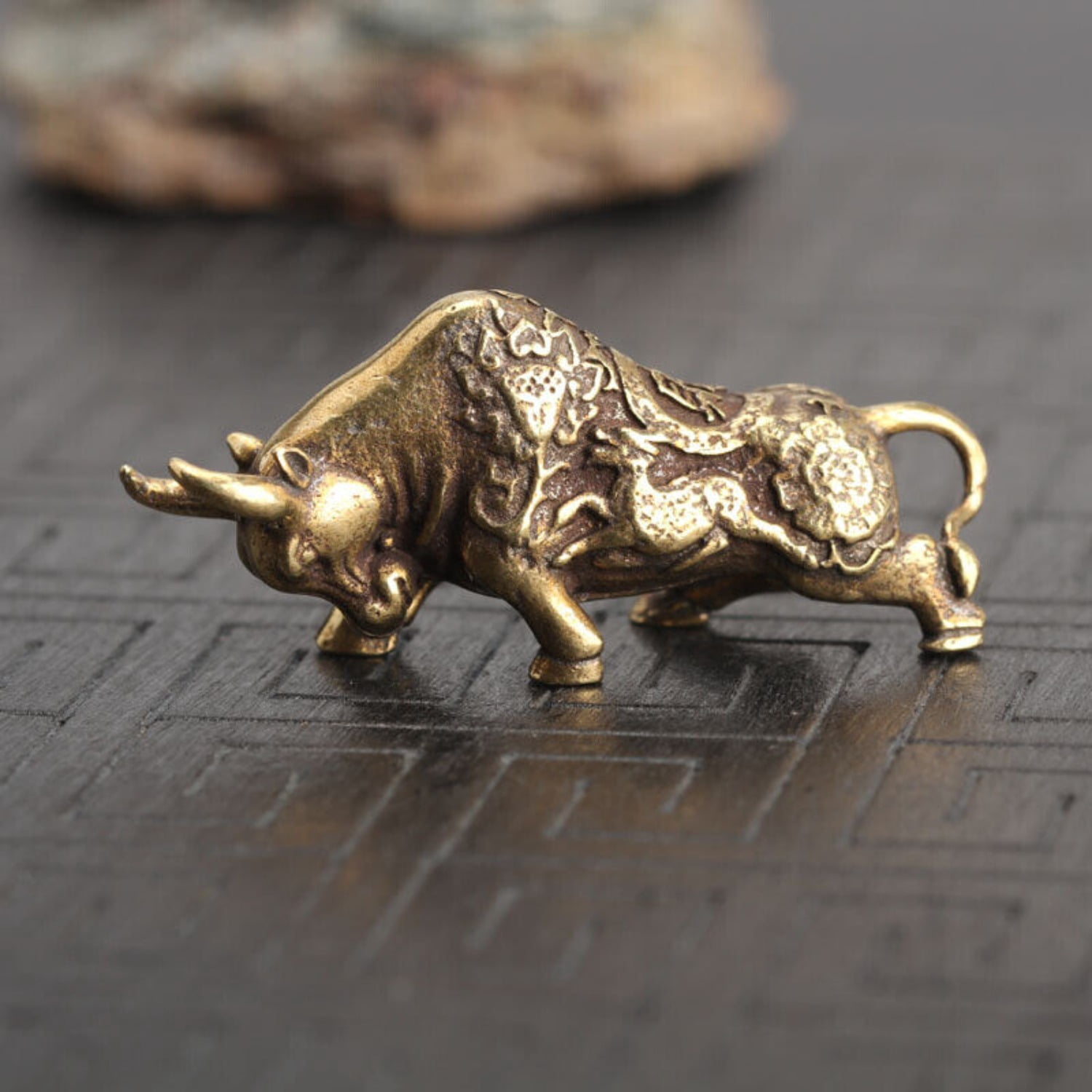 Chinese Brass Bull Statue Zodiac Collectible Handmade Decor Sculpture ...