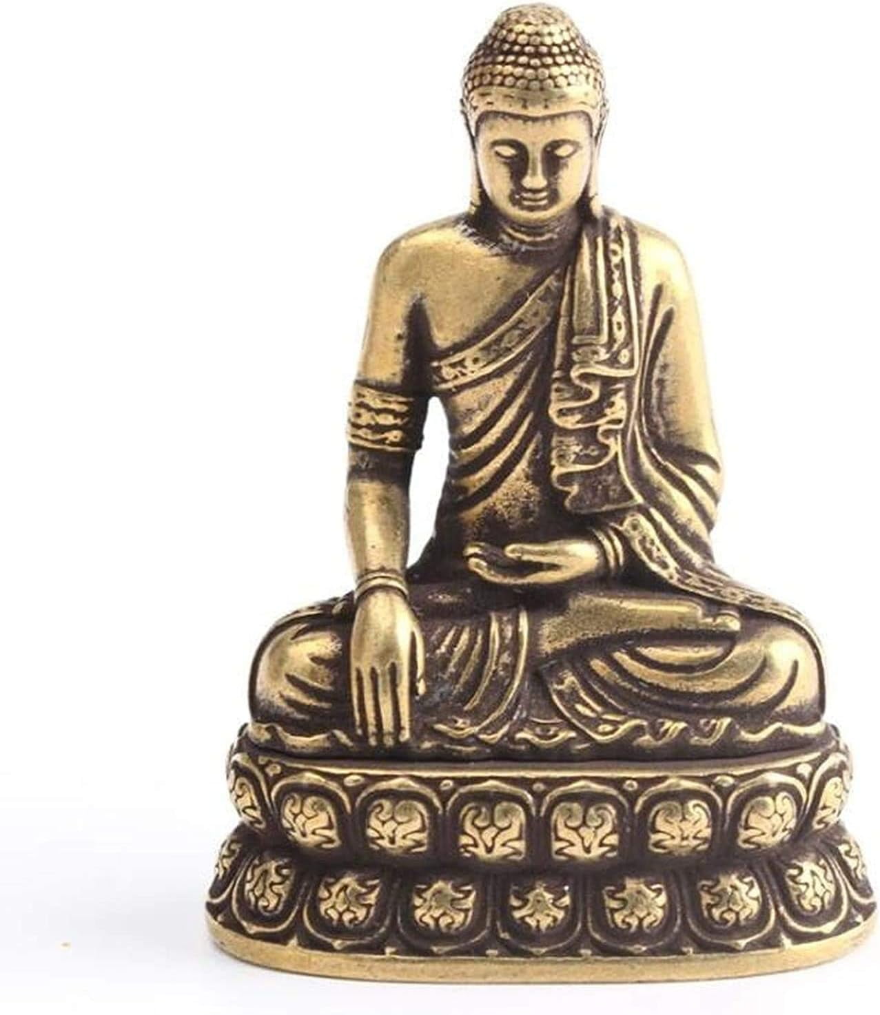 Chinese Brass Carved Inch Buddha Statue Buddha Sakyamuni Lotus ...