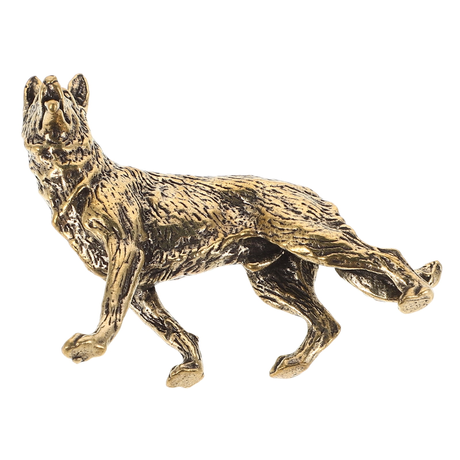 Chinese Brass Wolf Dog Figurine Feng Shui Dog Sculpture Miniature Dog ...