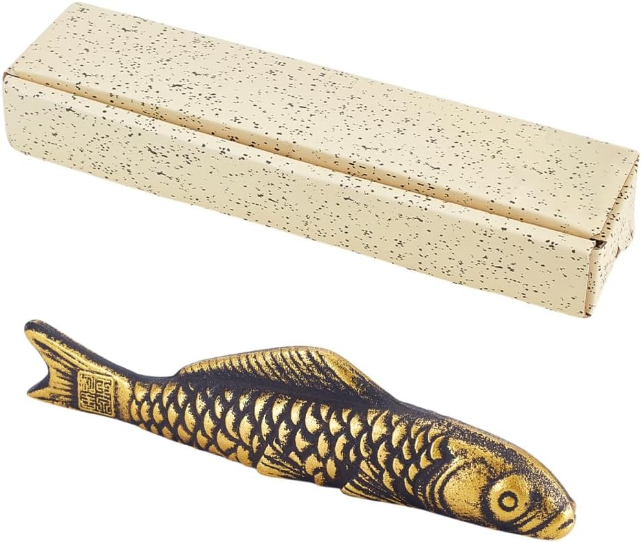 Chinese Calligraphy Paperweight Gold Carp Cast Iron Ruler Painting ...