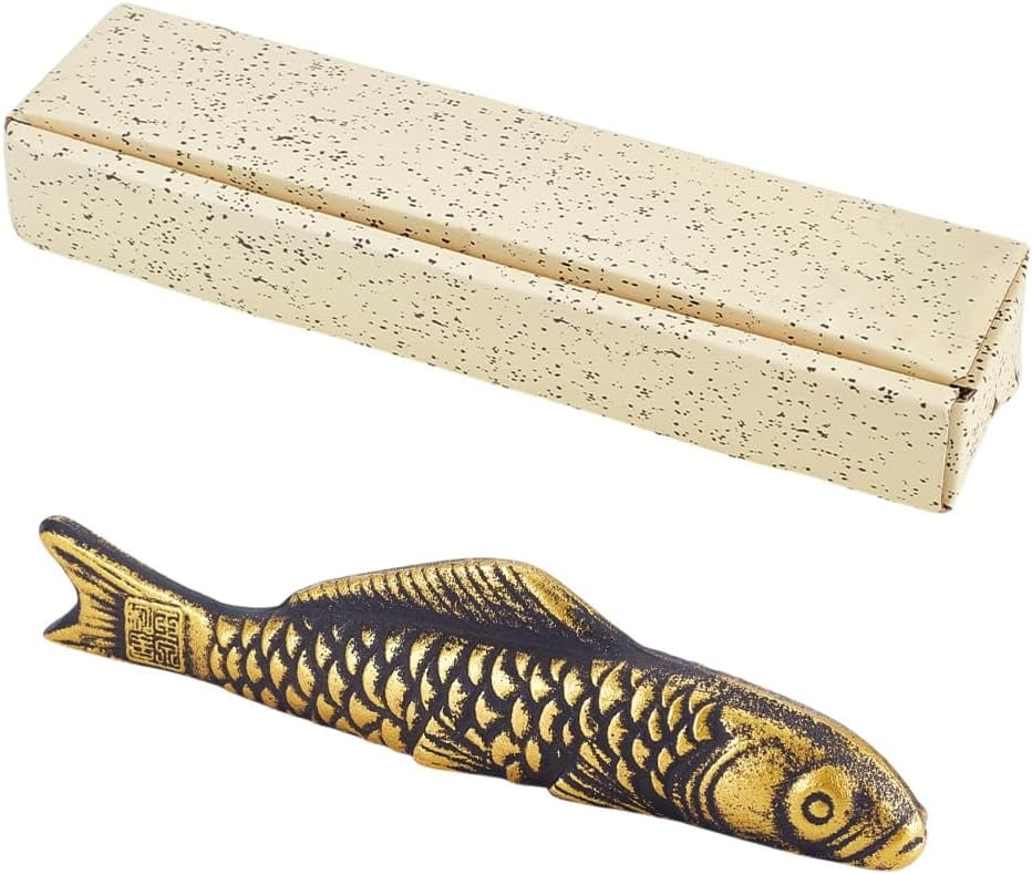 Chinese Calligraphy Paperweight Gold Carp Cast Iron Ruler Painting ...
