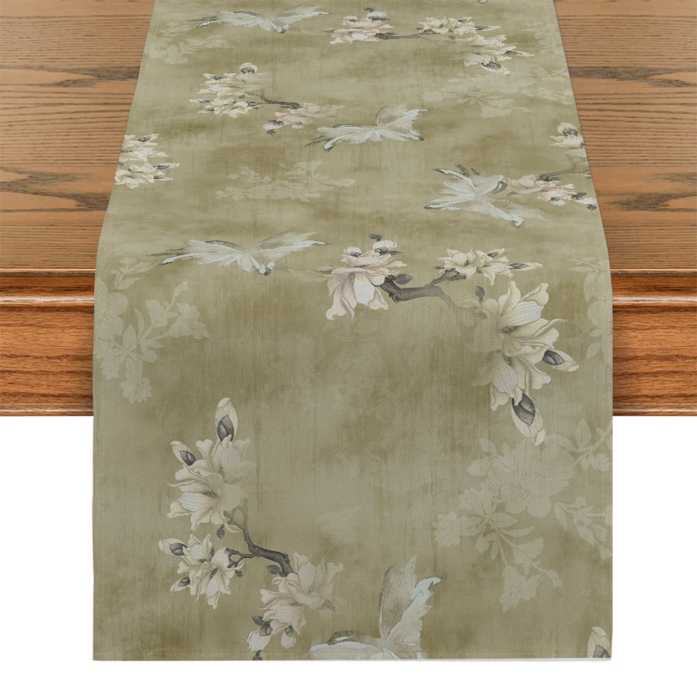 Chinese Calligraphy Text Pipa Vase Plants Flowers Table Runner ...