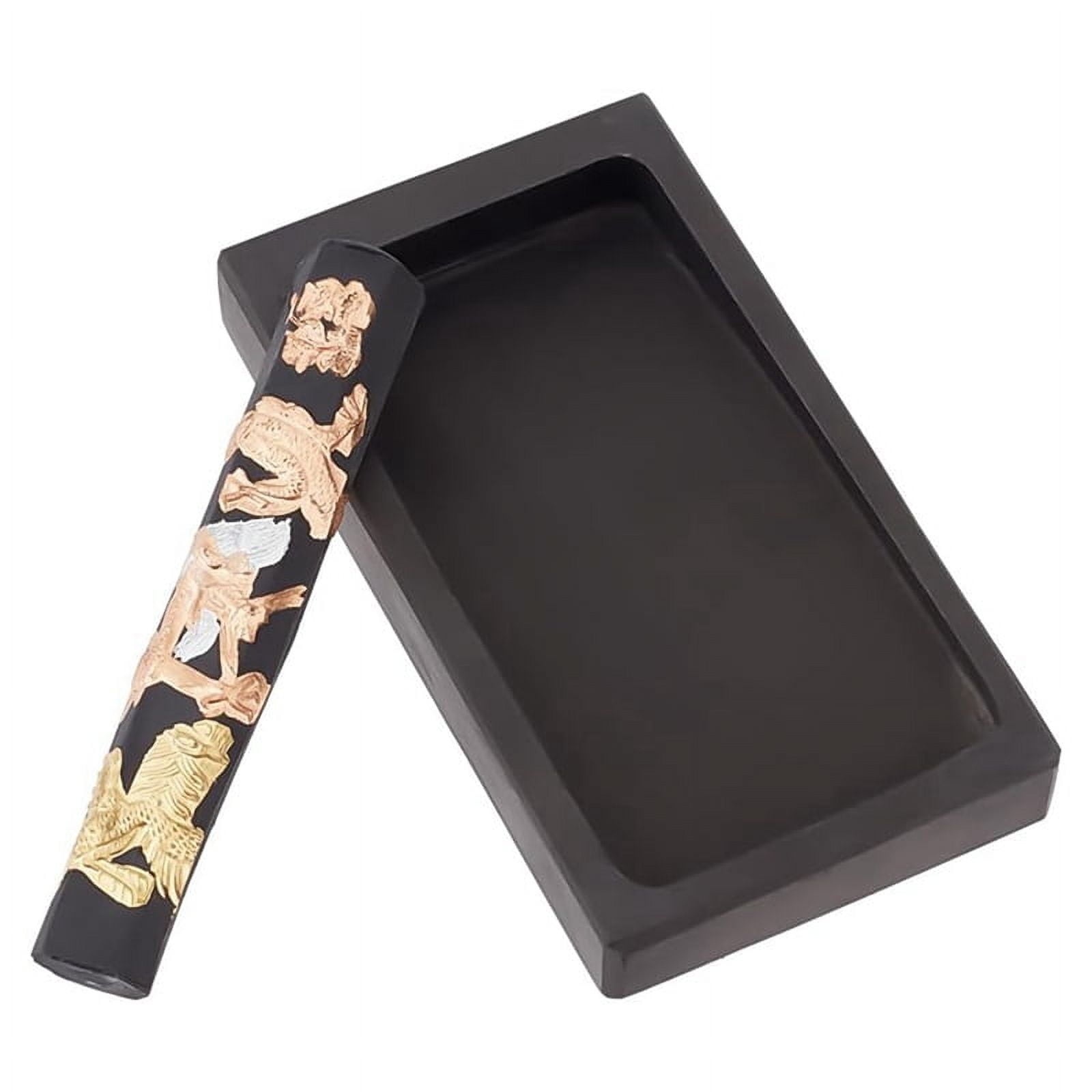 Chinese Calligraphy with Ink Stick Rectangle Dragon Phoenix Pattern ...