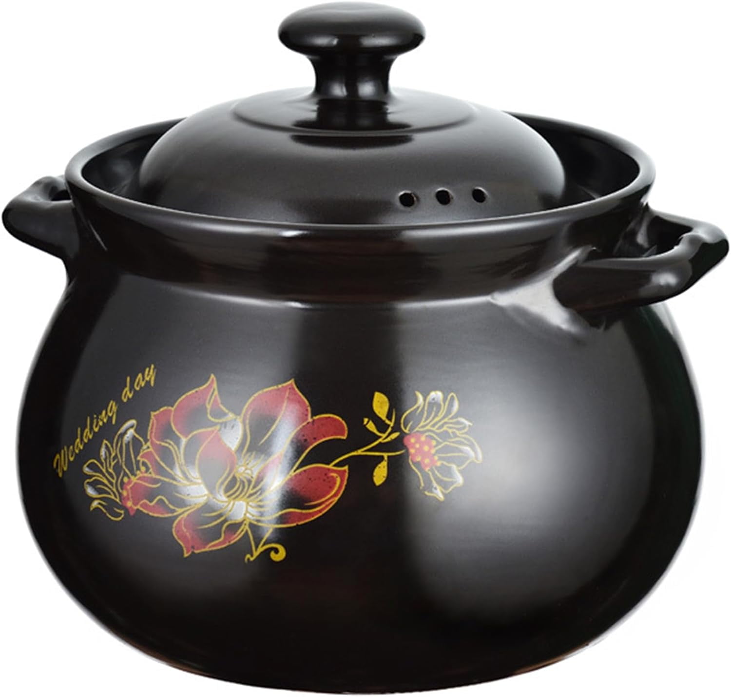 Chinese Ceramic Clay Pot with Lid 2.5L, Heat Resistant Earthenware ...