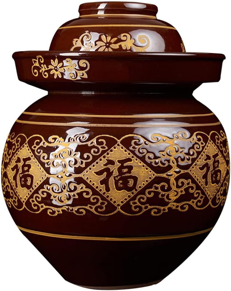 Chinese Ceramic Fermentation Crock with Lid, Thickened Porcelain Pickle ...