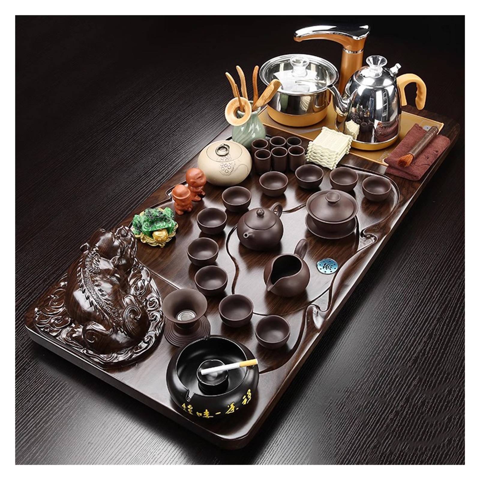 Chinese Ceramic Kung Fu Tea Set with Tea Tray,Portable Gongfu Tea Table ...