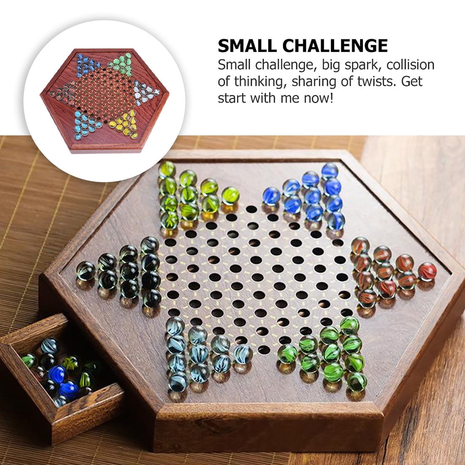 Chinese Checkers Board Game with 72 Glass Marbles and 12.5"Board ...