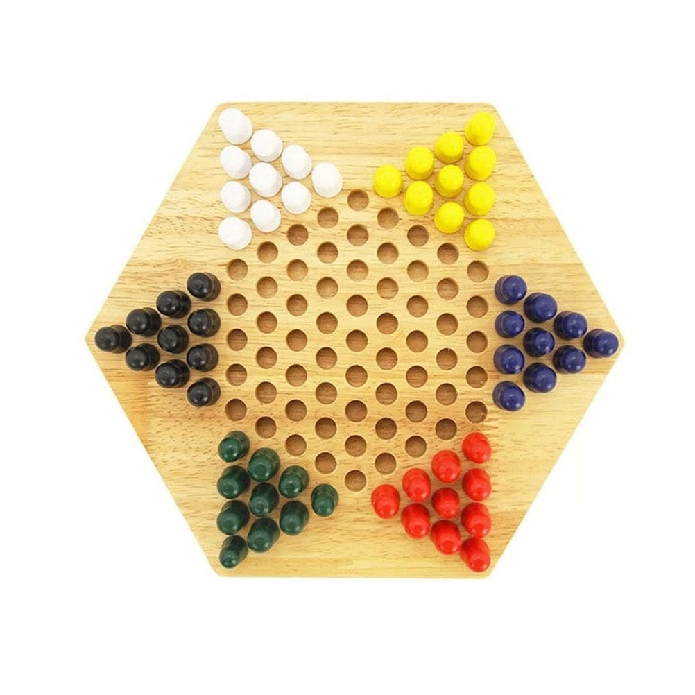 Chinese Checkers Game Chess Board Wooden Marbles Solitaire Set Magnetic ...