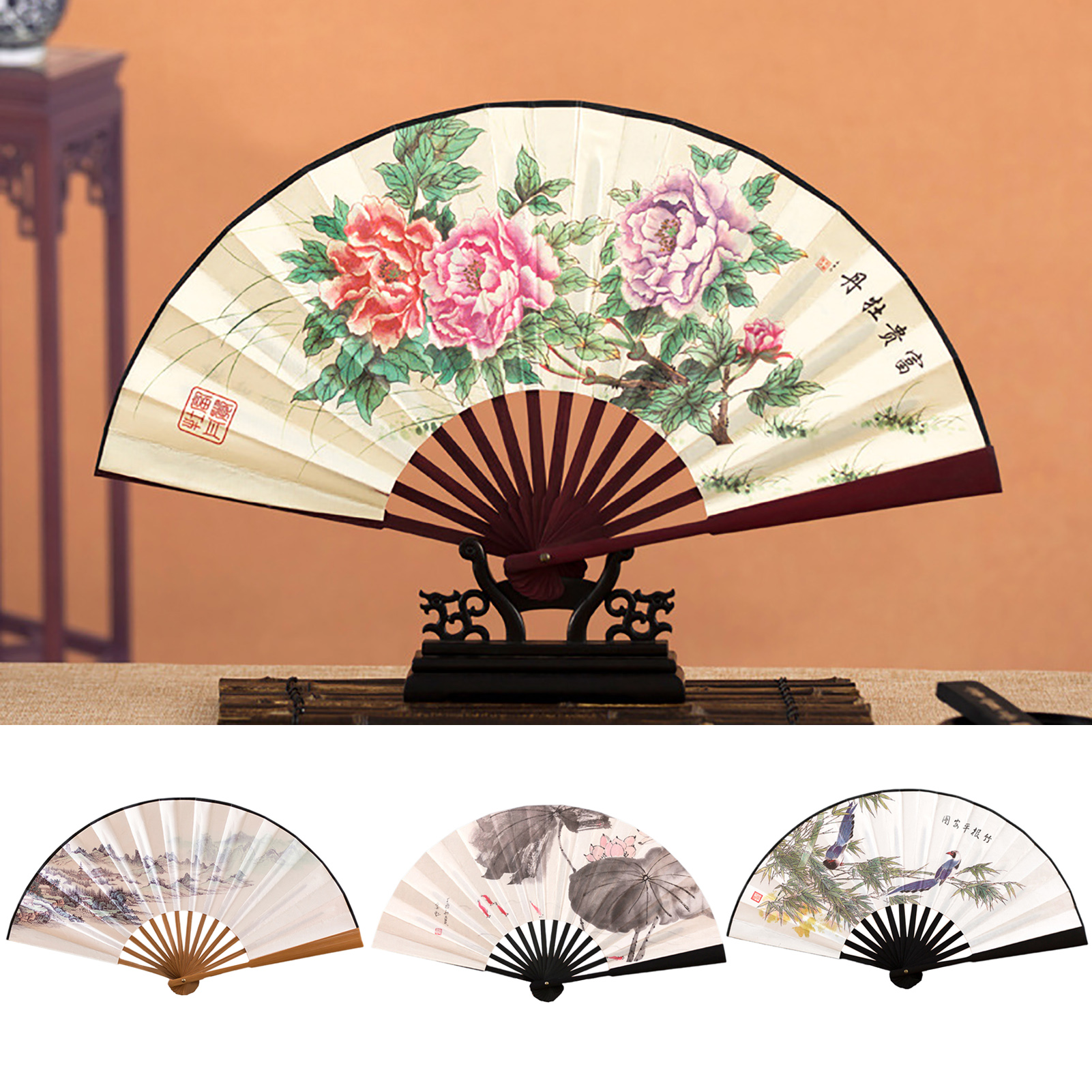 Chinese Classical Folding Fan Vintage Style Exquisite Pattern Lady ...