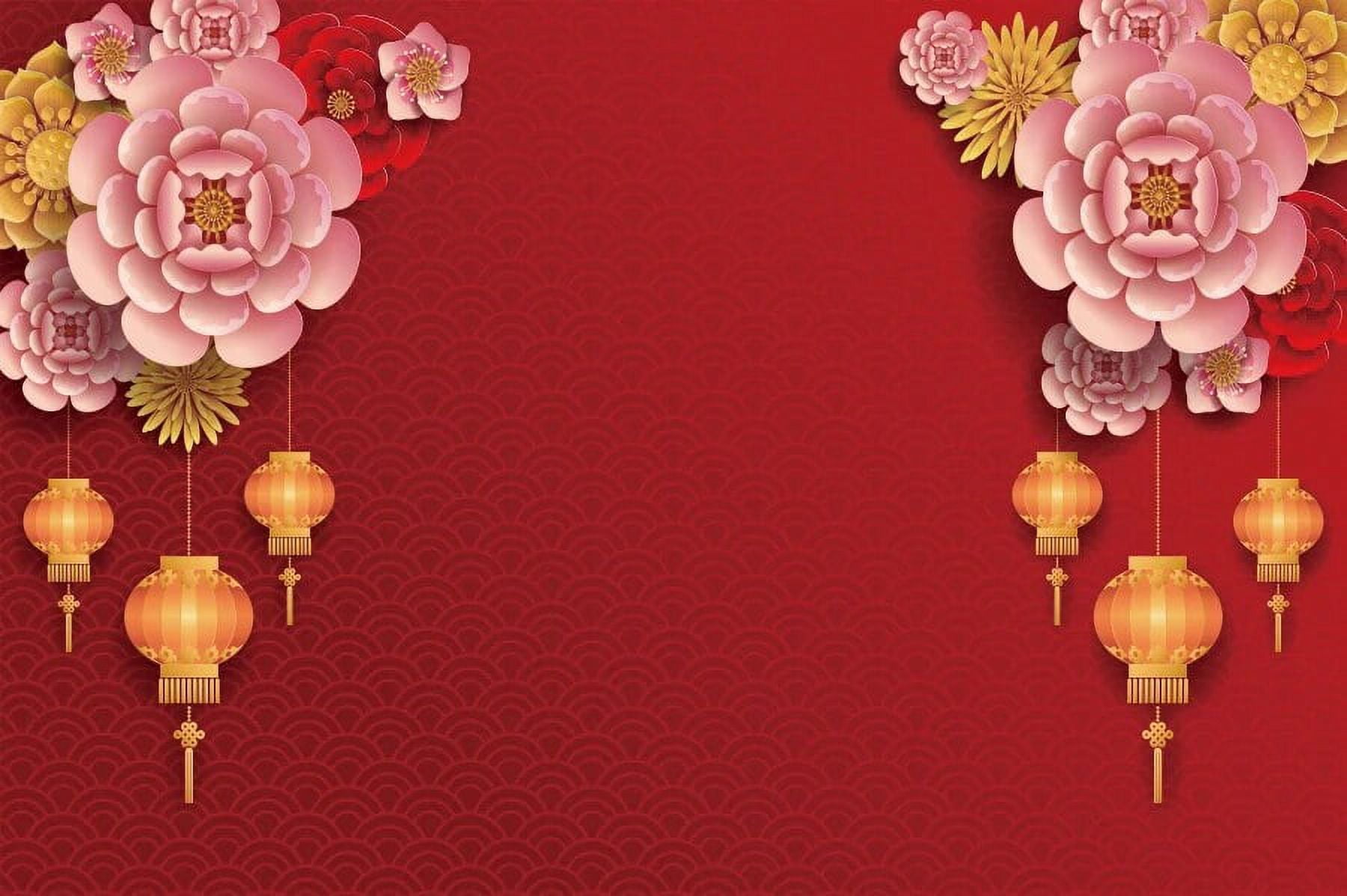 Chinese Classical Theme Spring Festival Backdrop Red Lantern Flowers ...