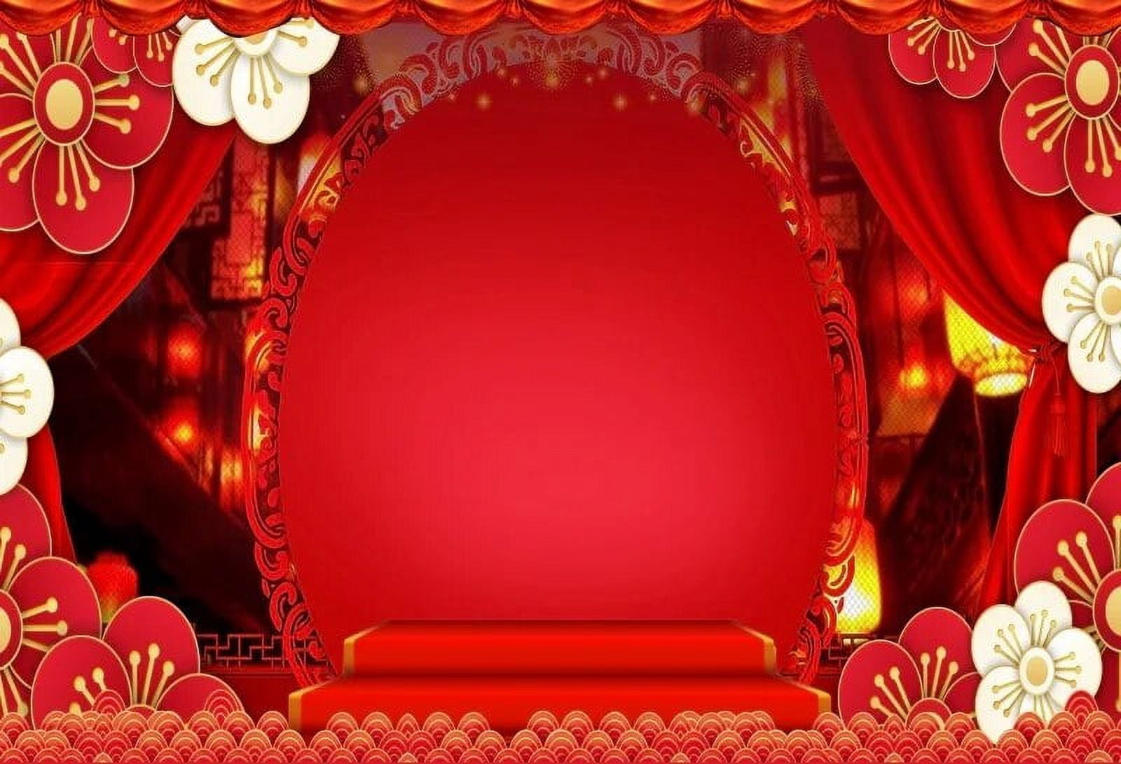 Chinese Classical Theme Spring Festival Backdrop Red Lantern Flowers ...