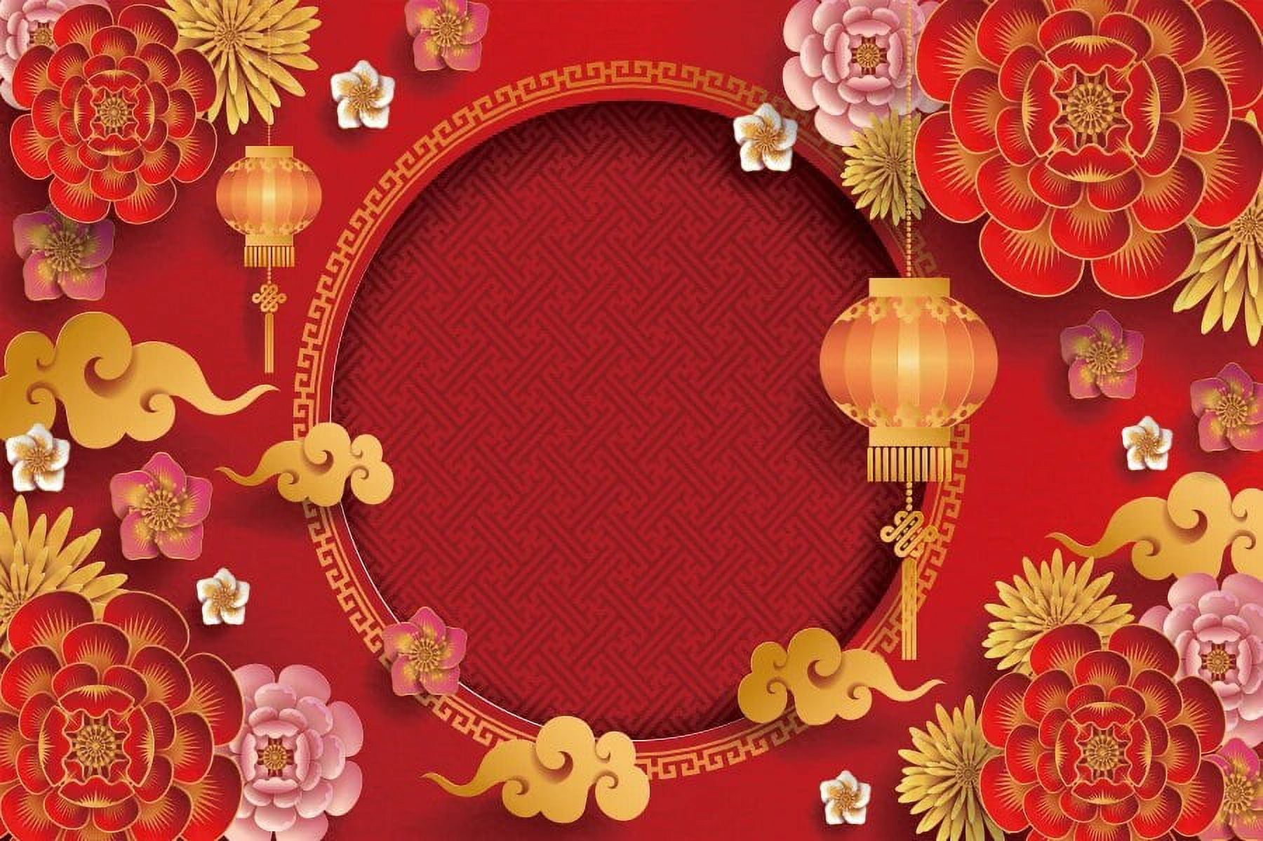 Chinese Classical Theme Spring Festival Backdrop Red Lantern Flowers ...