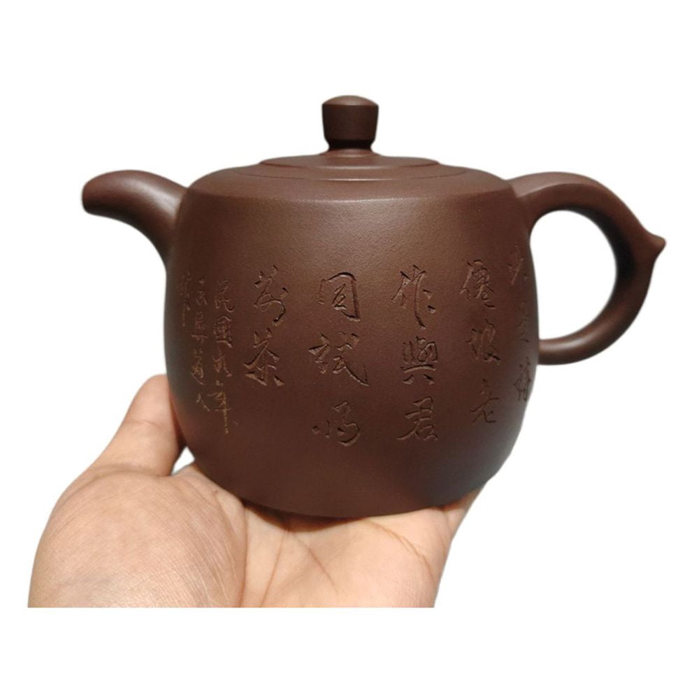 Chinese Clay Pot Purple Teaware White Tea Engraved Carved Artisan ...