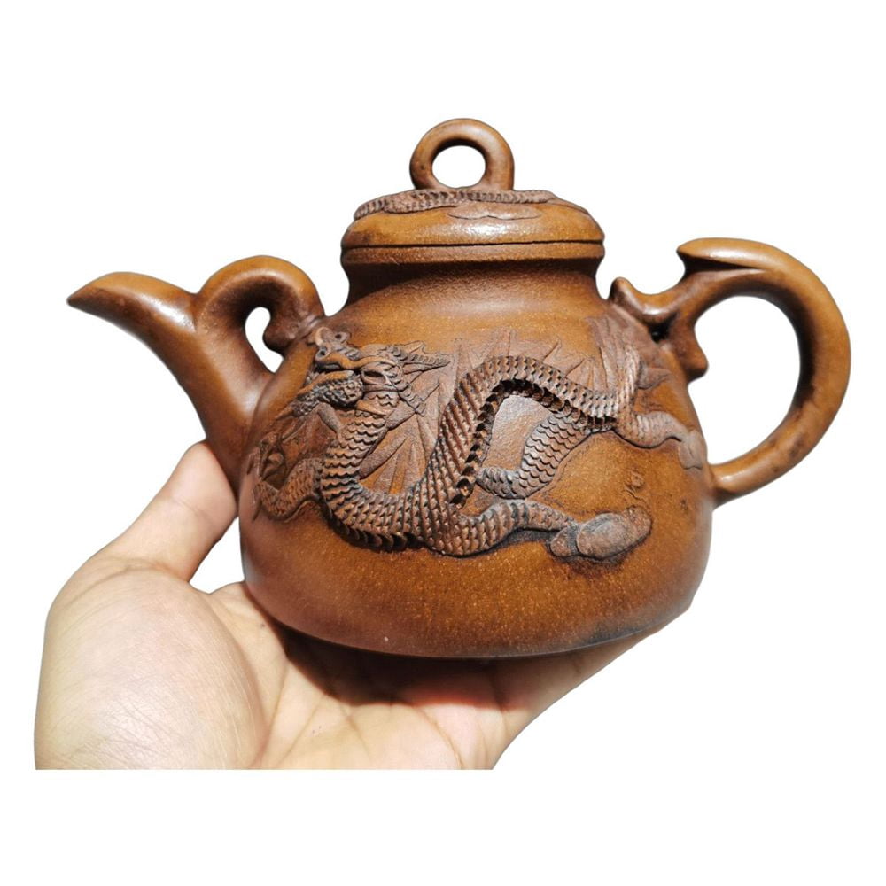 Chinese Clay Pot Traditional Tea Pots Strainer Dragon Loong Relief ...