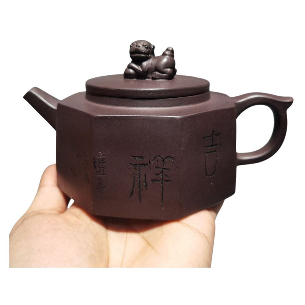 Chinese Clay Pot Traditional Tea Pots Strainer Engraved Carved Sculpted ...