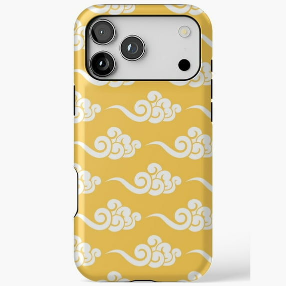 Chinese Clouds Yellow Background Pattern Artwork iPhone Case 17 16 15 ...
