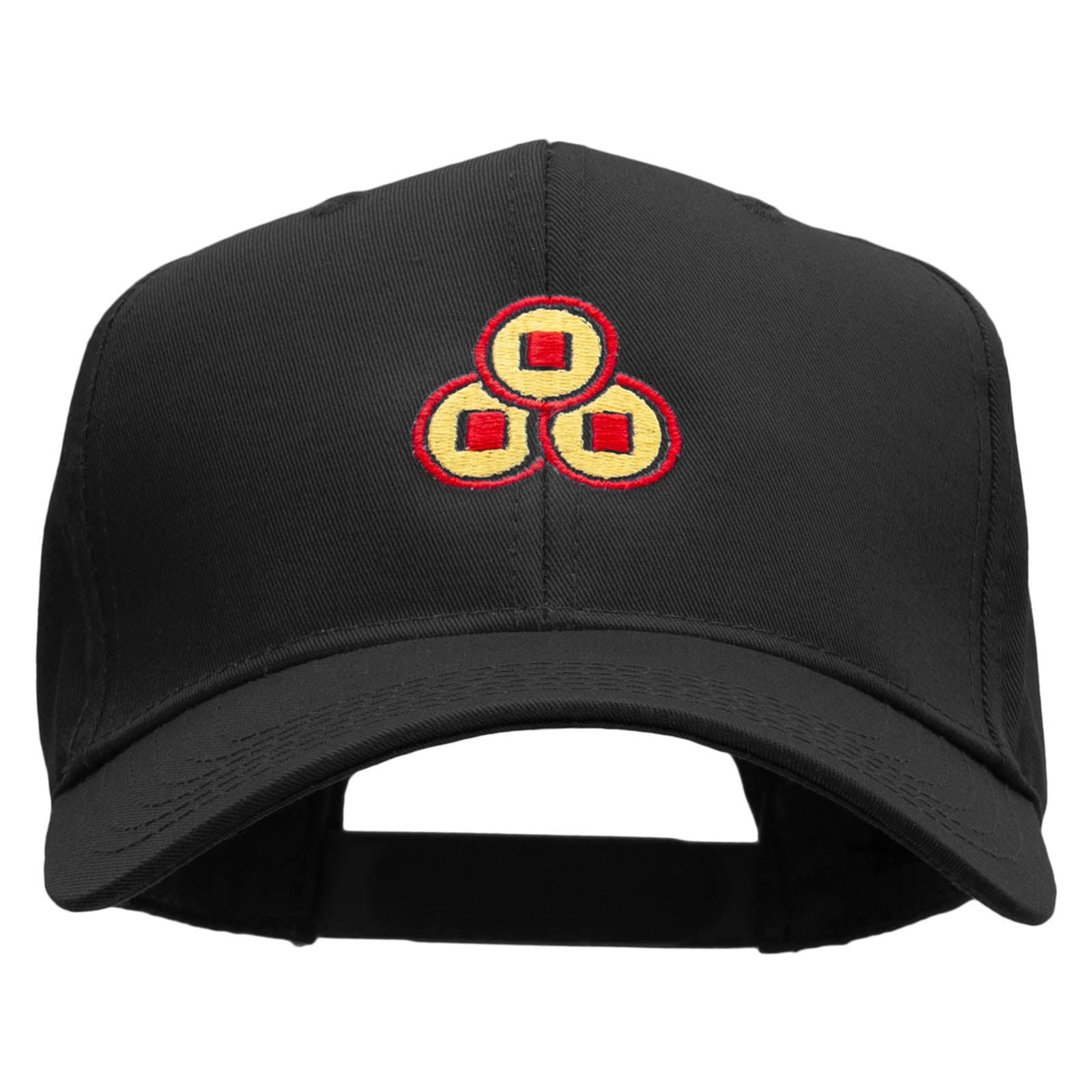 Chinese Coins Embroidered Cotton Twill Pro Style Cap - Black OSFM ...