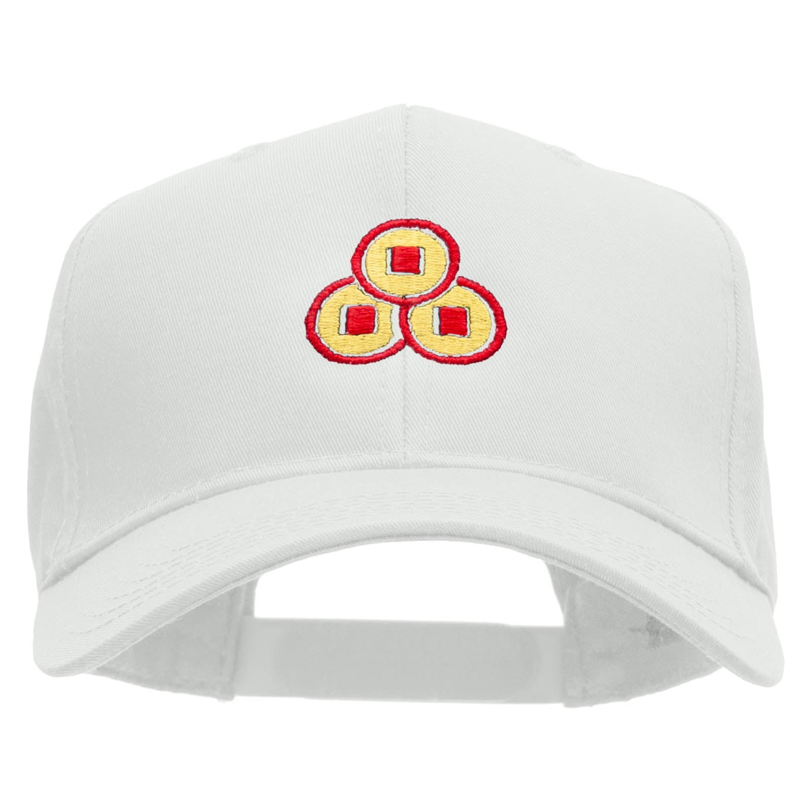 Chinese Coins Embroidered Cotton Twill Pro Style Cap - White OSFM ...