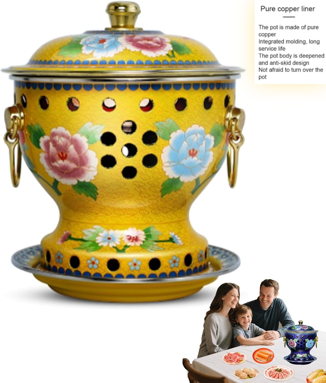 Chinese Copper Hot Pot, Single Person Copper Hot Pot with Chinese ...