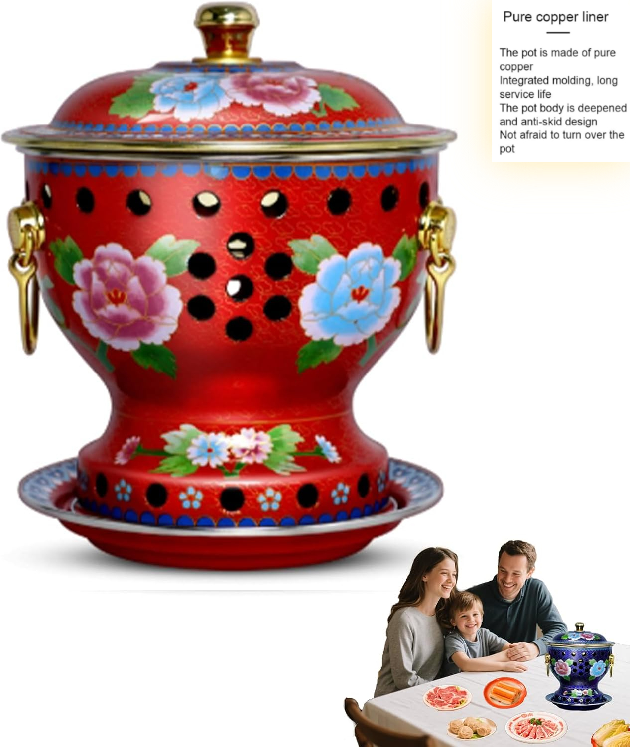 Chinese Copper Hot Pot, Single Person Copper Hot Pot with Chinese ...
