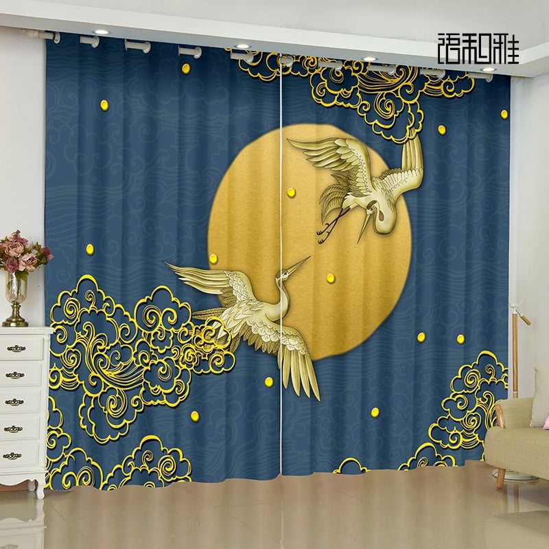 Chinese Crane Custom Long Curtain Trend Bedroom Living Room Curtain ...