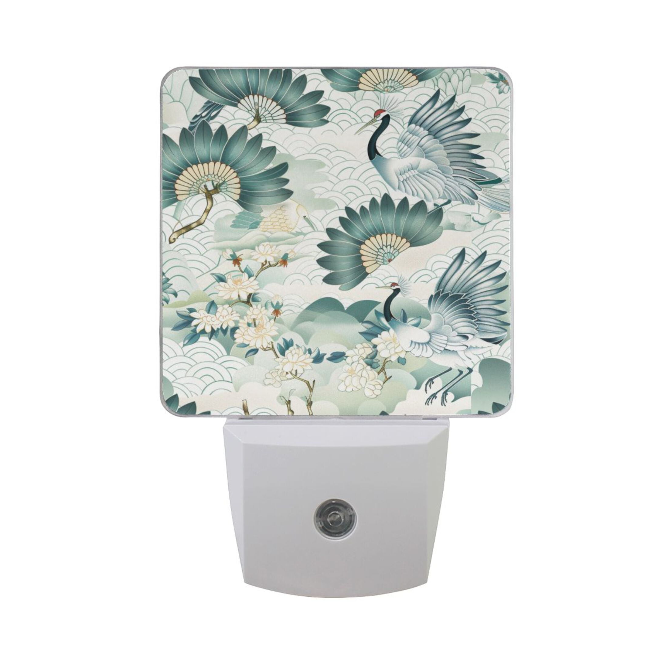 Chinese Cranes Birds and Flowers Night Light 2 Pack LED Nightlight Plug ...