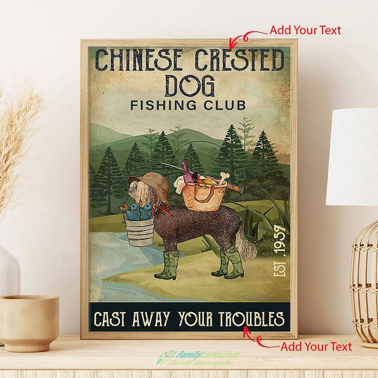 Chinese Crested Dog Fishing Club Cycling Club Black Poster For Painting ...