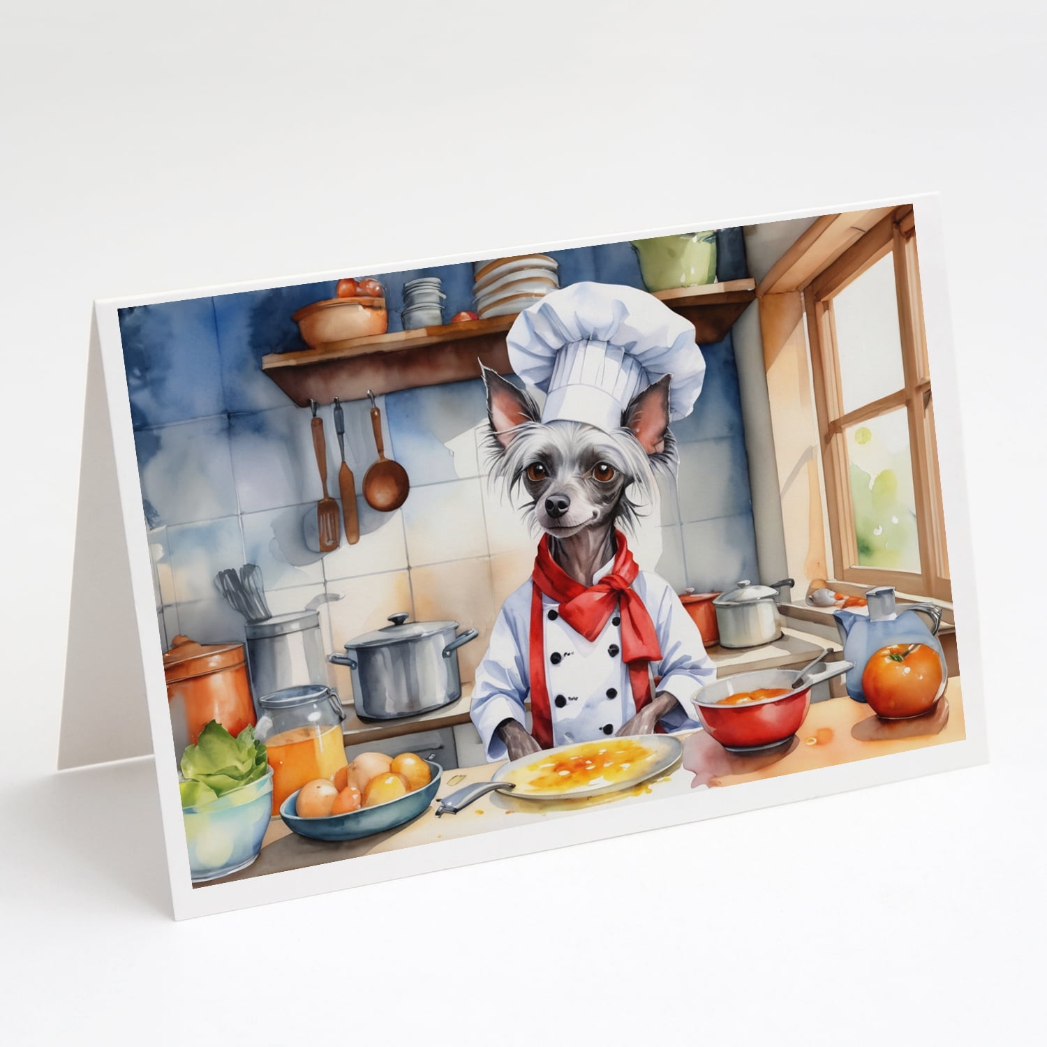 Chinese Crested The Chef Greeting Cards Pack of 8 7 in x 5 in - Walmart.com