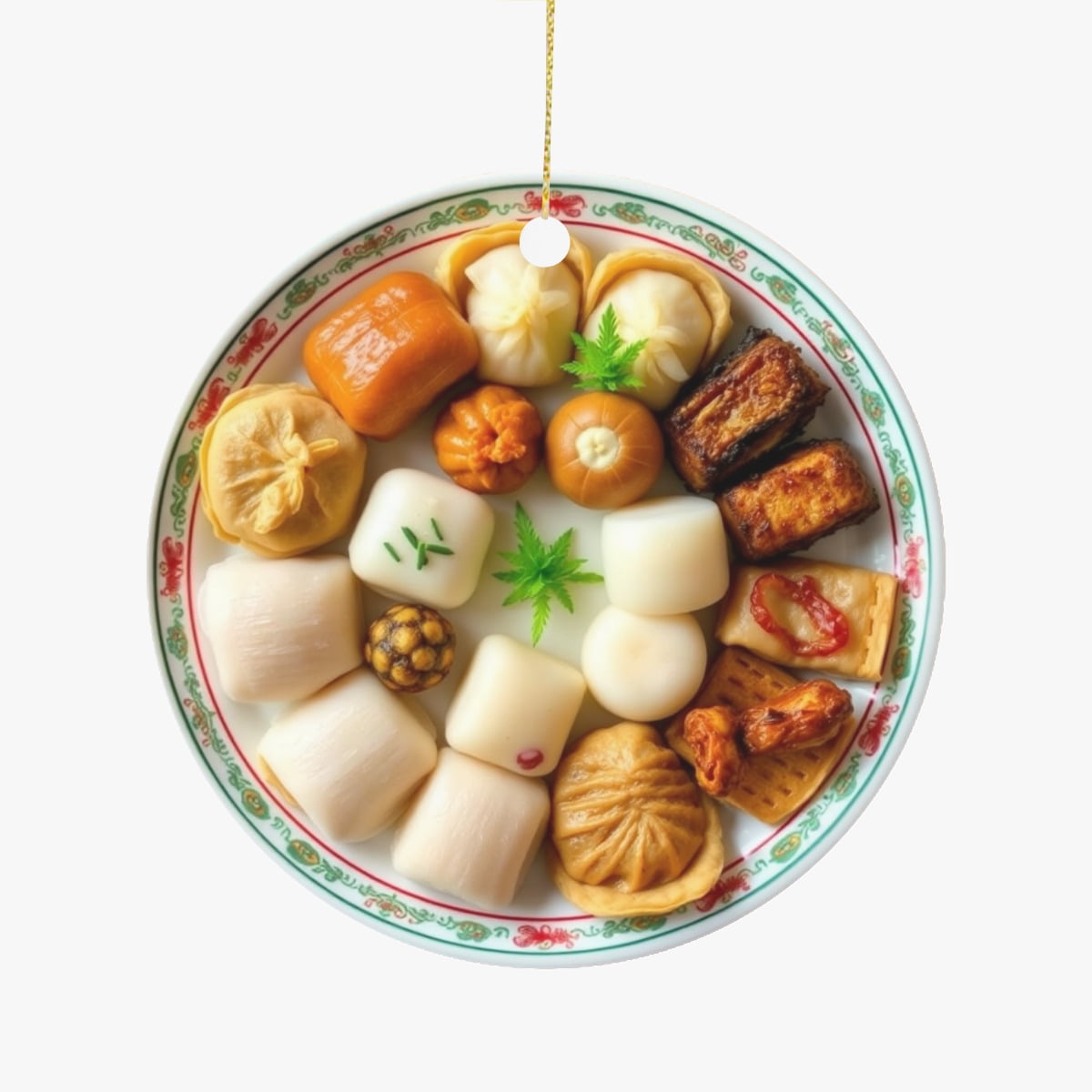 Chinese Dim Sum Platter, China Asian Cuisine Food Themed Double Sided Ceramic Foodie Novelty ...