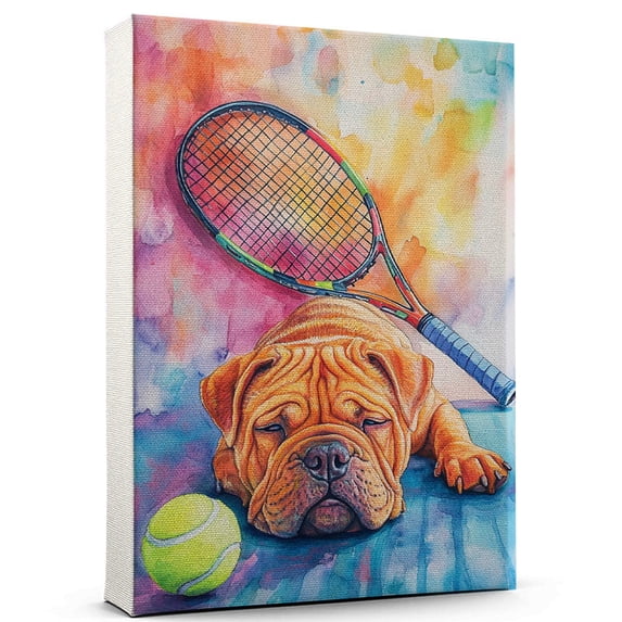 Chinese Dog Stretched Canvas Size 8x12 – Tennis Canvas Print of Funny ...