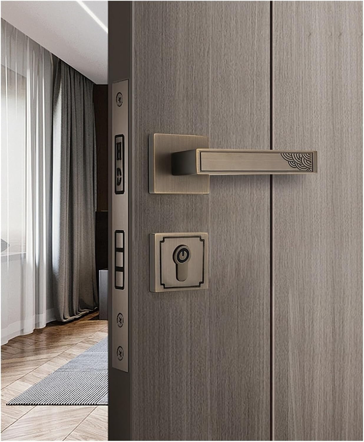 Chinese Door Lock Retro Interior Room Bedroom Door Lock Brass Silent ...