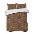 Chinese Dragon 3 Piece Quilt Bedding Set with 2 Pillow Shams, Retro Red ...