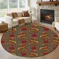 Chinese Dragon 7FT Round Area Rugs for Living Room Retro Red Flower ...