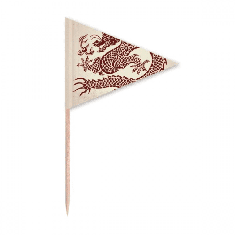 Chinese Dragon Animal Portrait Toothpick Triangle Cupcake Toppers Flag ...