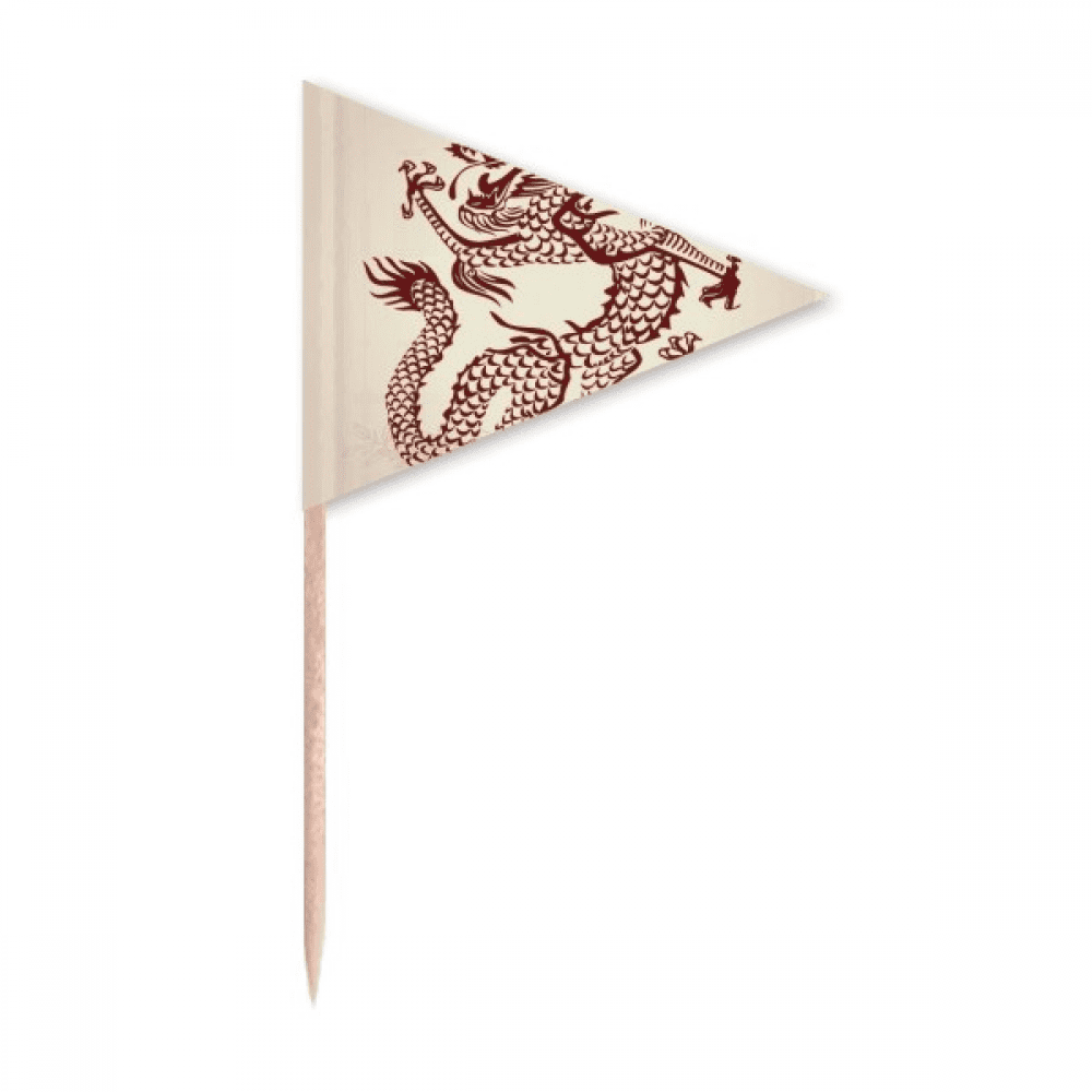 Chinese Dragon Animal Portrait Toothpick Triangle Cupcake Toppers Flag ...