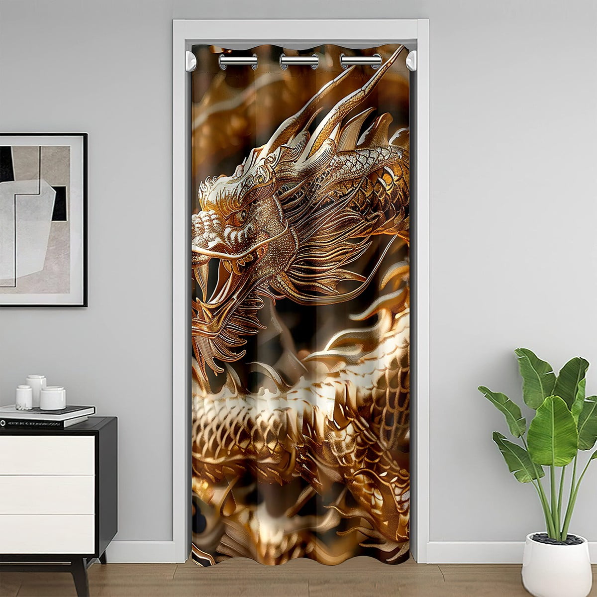 Chinese Dragon Doorway Curtain Privacy,Golden Dragon Western Ancient ...