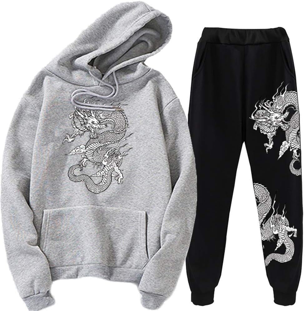 Chinese Dragon Hoodies Cartoon Animals Lovers Print Clothing Sweatpants ...