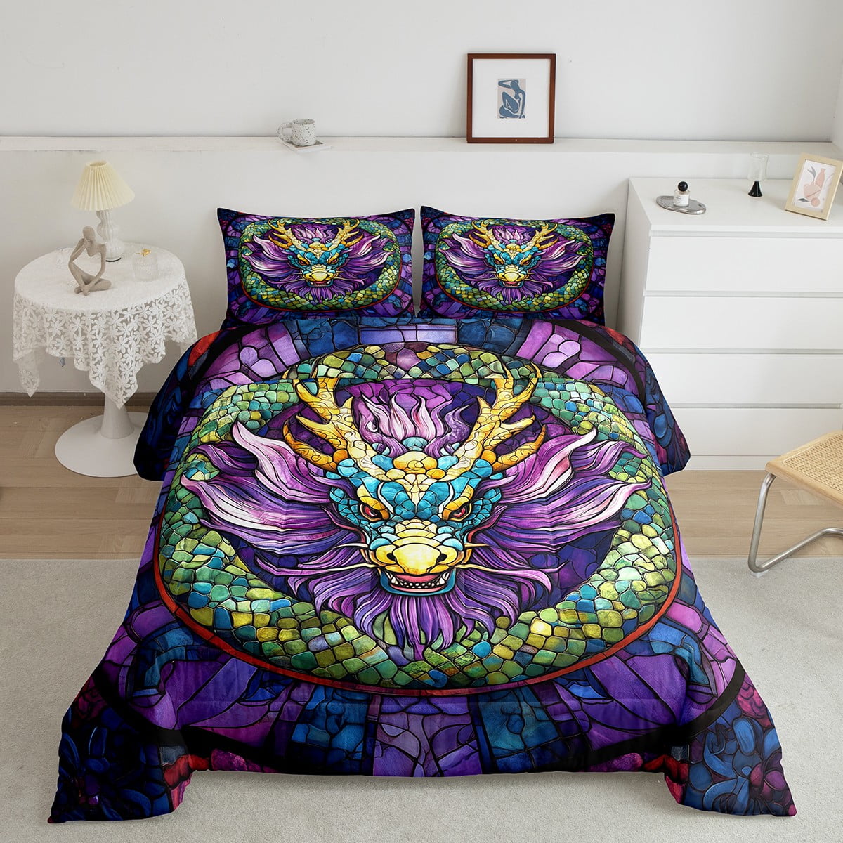 Chinese Dragon Comforter Set Twin Size,Dragon Scale Western Animals ...
