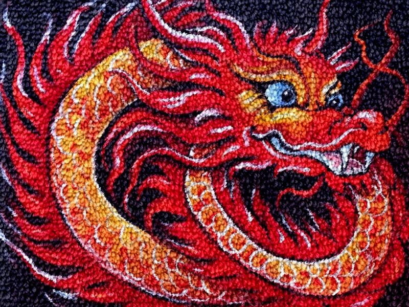 Chinese Dragon Latch Hook Kits Rug DIY Cushion Tapestry Making Crochet ...